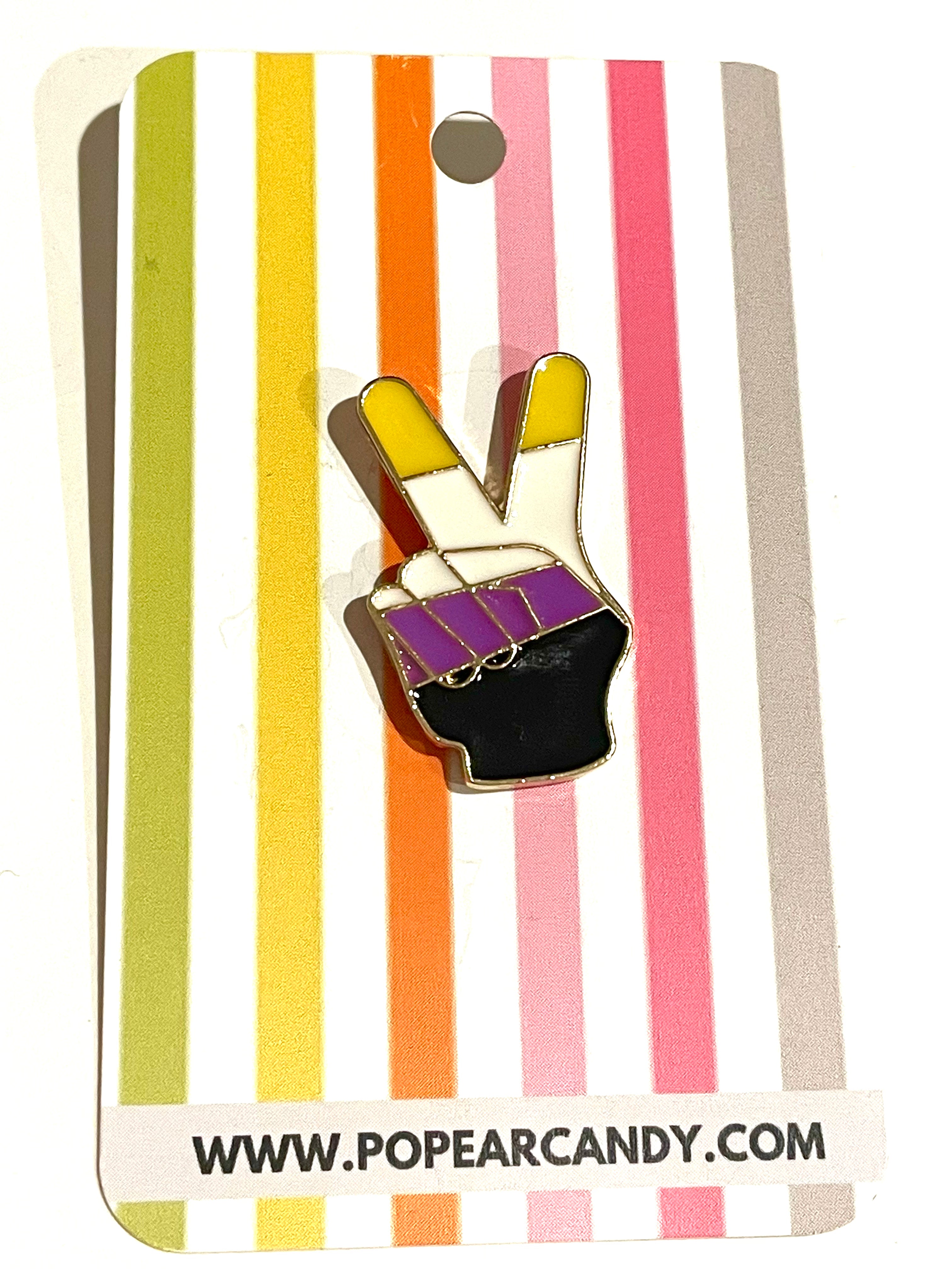 Enamel Non-Binary Pride Peace Badge – Pop Ear Candy